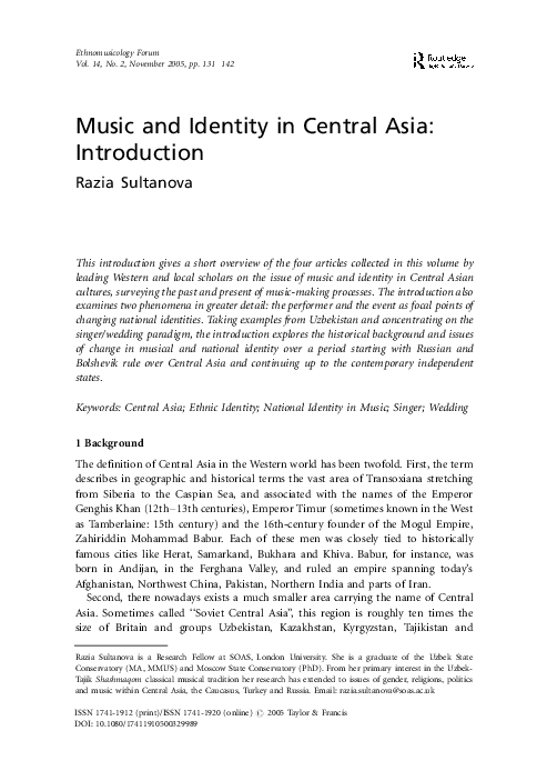 (PDF) Music and Identity in Central Asia: Introduction