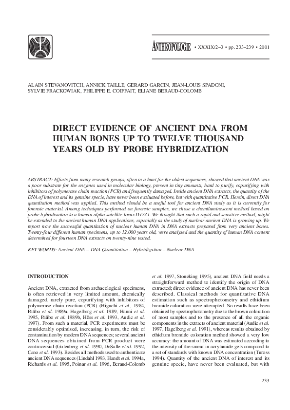 (PDF) Direct evidence of ancient DNA from human bones up to twelve ...
