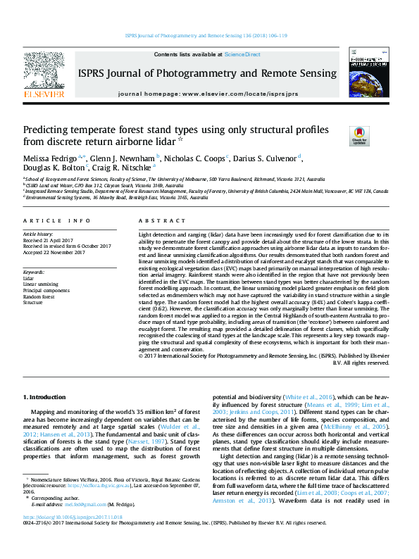 (PDF) Predicting temperate forest stand types using only structural profiles from discrete ...