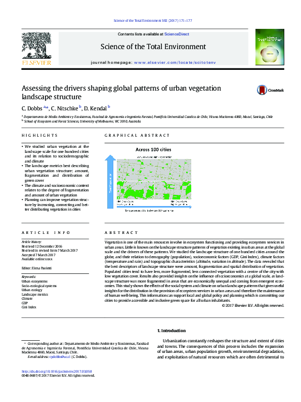 (PDF) Assessing the drivers shaping global patterns of urban vegetation landscape structure