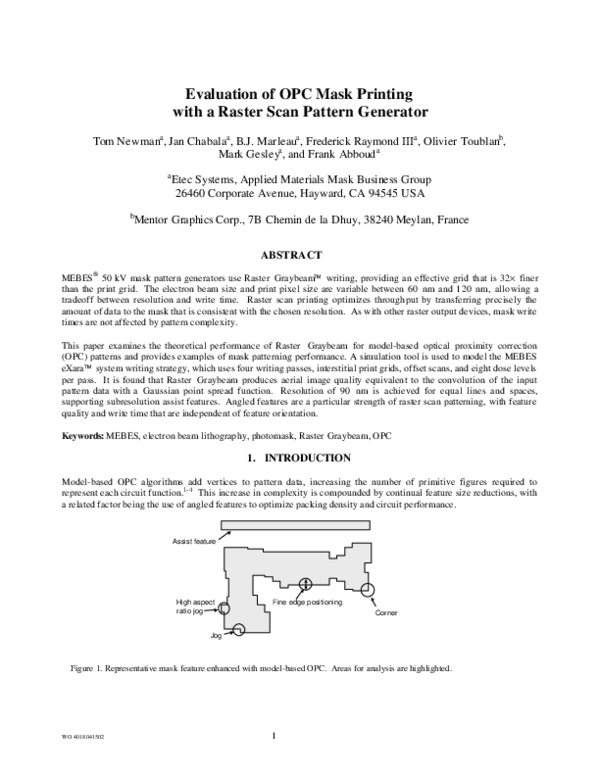 (PDF) Evaluation of OPC mask printing with a raster scan pattern ...