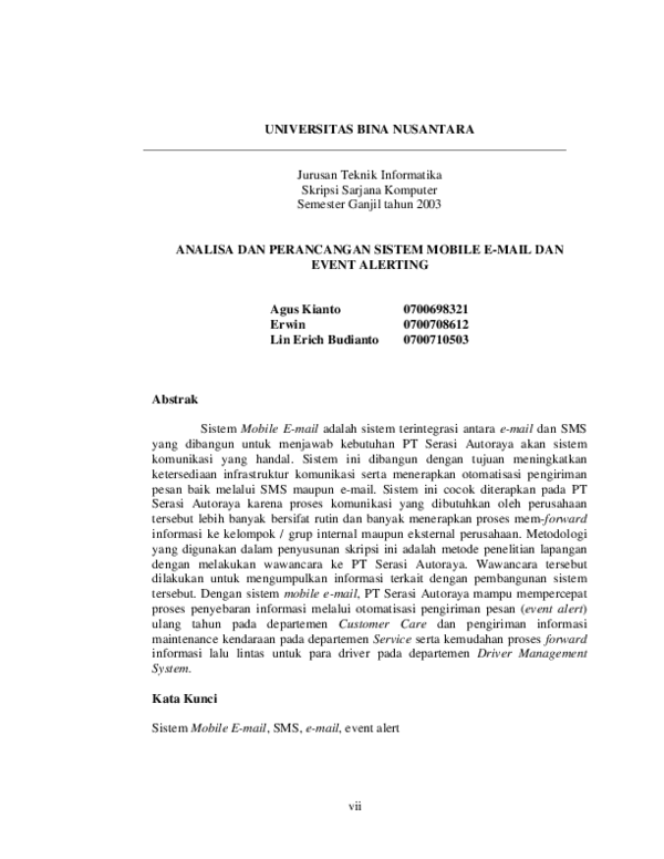 (PDF) Analisa Dan Perancangan Sistem Mobile E-Mail Dan Event Alerting