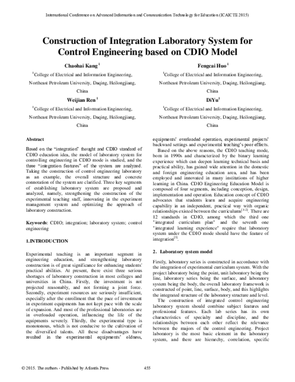 (PDF) Construction of Integration Laboratory System for Control ...