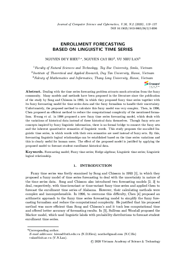 (PDF) Enrollment Forecasting Based on Linguistic Time Series