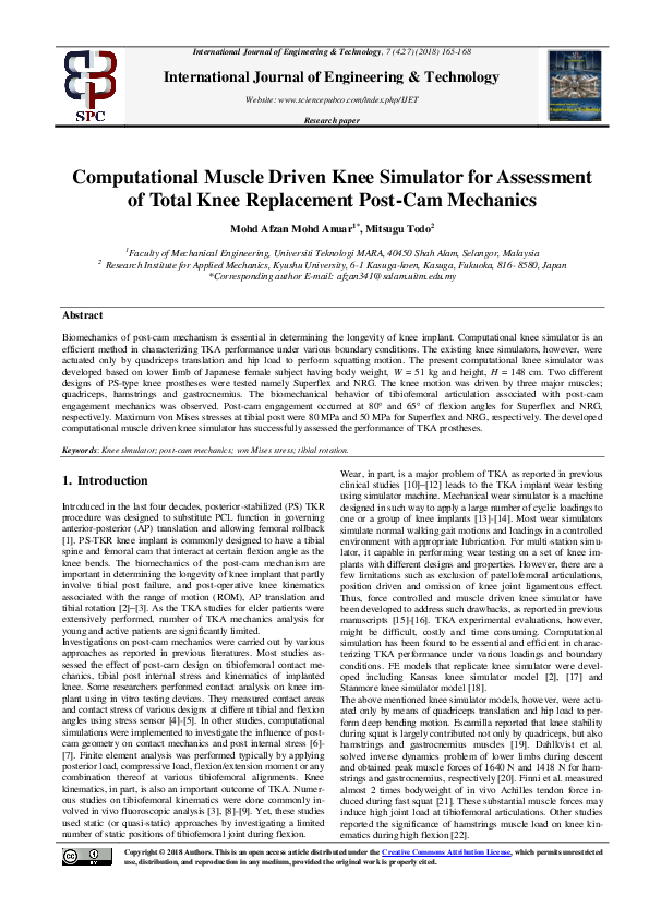 (PDF) Computational Muscle Driven Knee Simulator for Assessment of ...