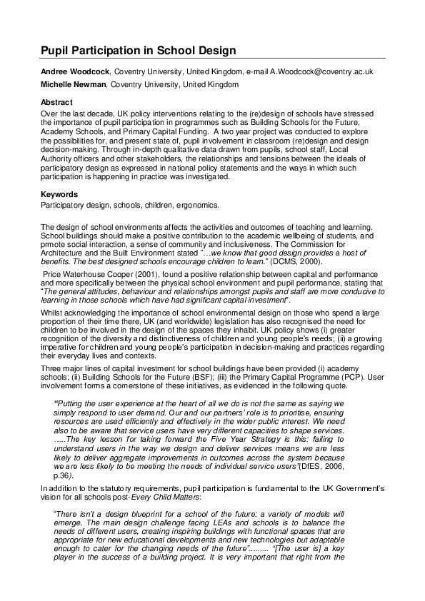 (PDF) Pupil Participation in School Design