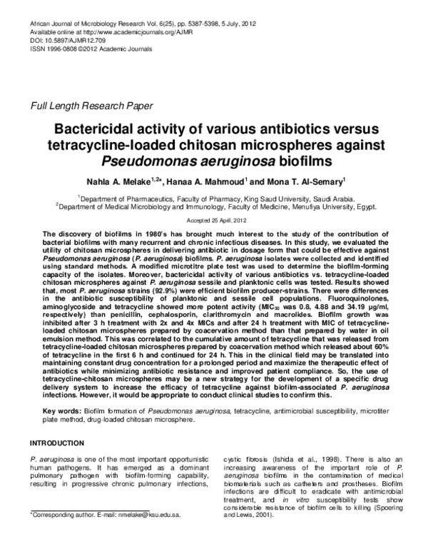 (PDF) Bactericidal activity of various antibiotics versus tetracycline-loaded chitosan ...