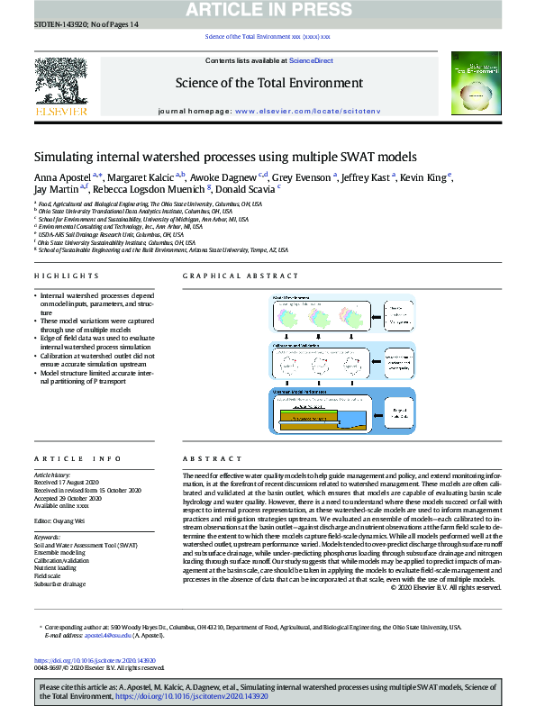 (PDF) Simulating internal watershed processes using multiple SWAT models
