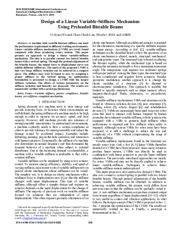 (PDF) Design of a linear variable-stiffness mechanism using preloaded ...
