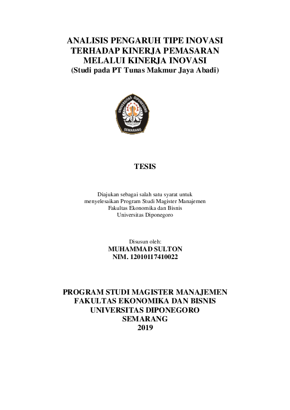 (PDF) ANALISIS PENGARUH TIPE INOVASITERHADAP KINERJA PEMASARANMELALUI ...
