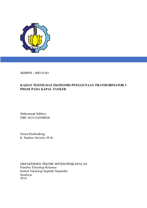 (PDF) Kajian Teknis dan Ekonomis Penggunaan Transformator 3 Phase Pada Kapal Tanker