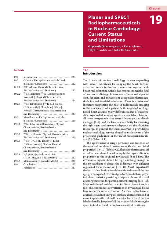(PDF) Planar and SPECT Radiopharmaceuticals in Nuclear Cardiology ...
