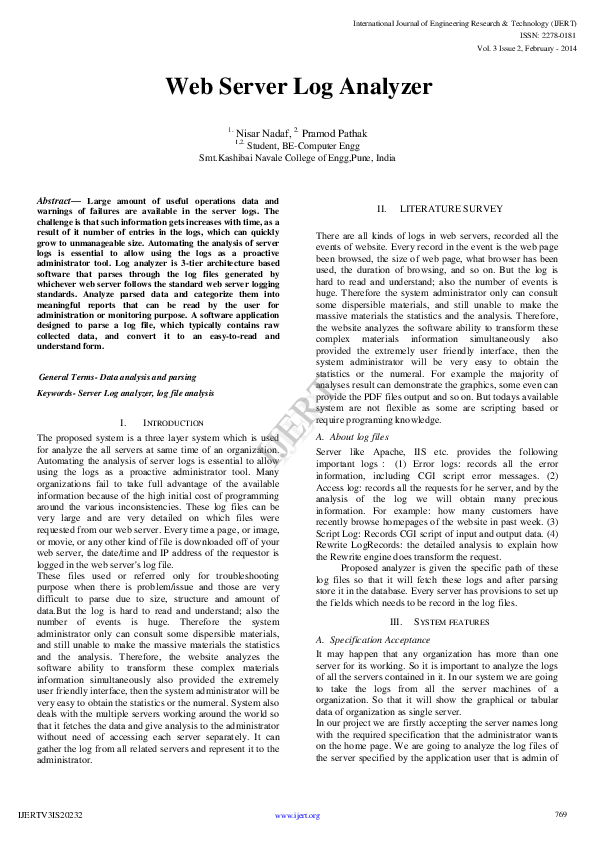 (PDF) Web Server Log Analyzer