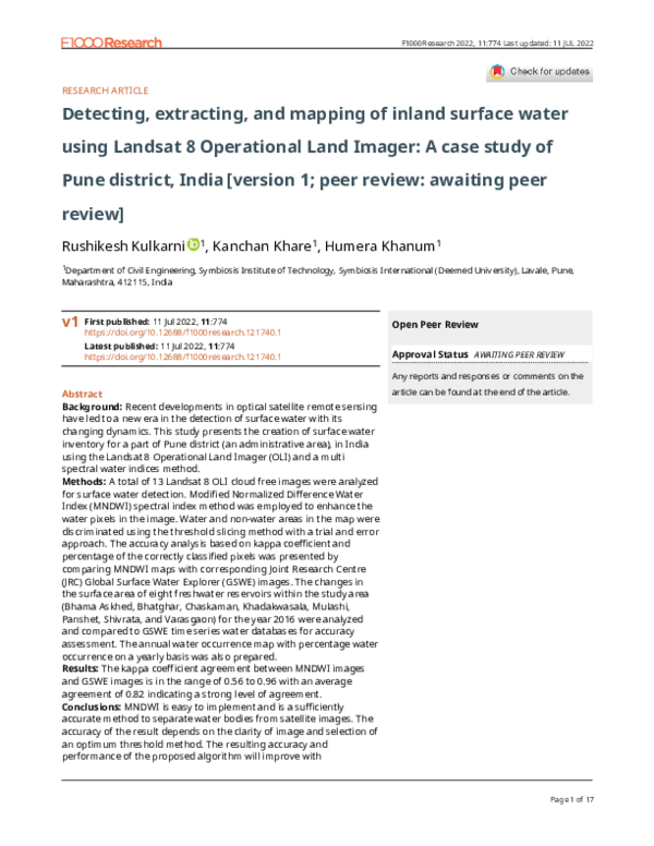 (PDF) Detecting, extracting, and mapping of inland surface water using Landsat 8 Operational ...