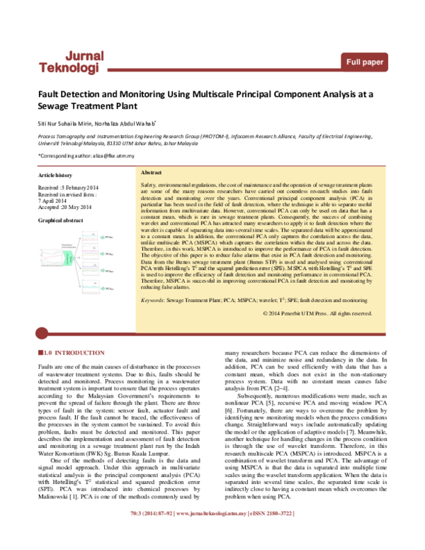 Pdf Fault Detection And Monitoring Using Multiscale Pca