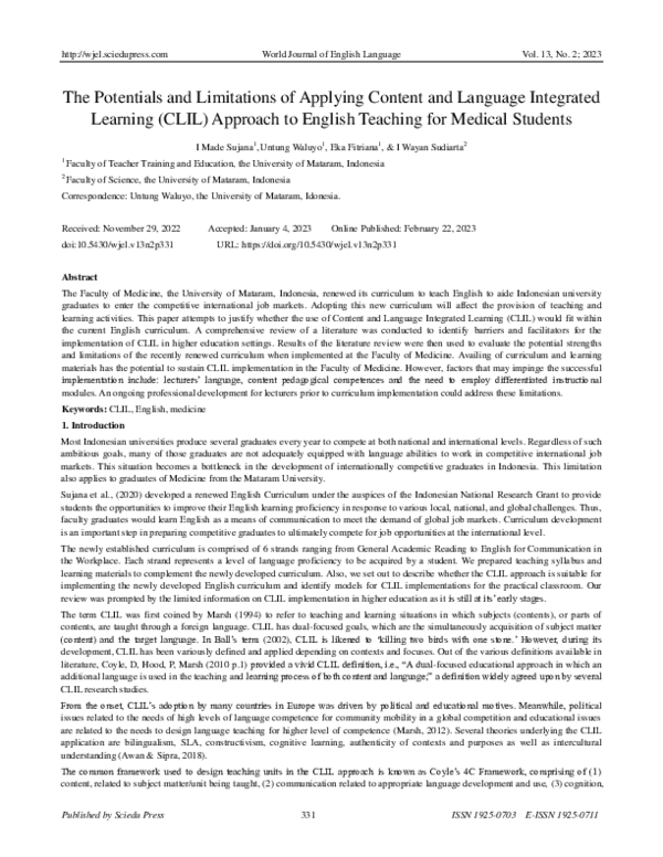 (PDF) The Potentials and Limitations of Applying Content and Language ...