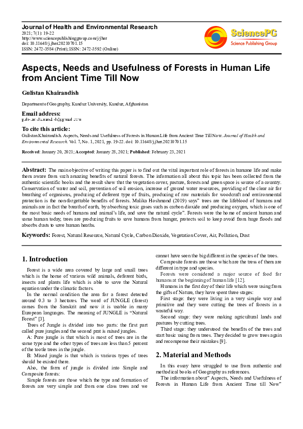 (PDF) Aspects, Needs and Usefulness of Forests in Human Life from ...
