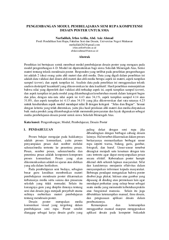 (PDF) Pengembangan Modul Pembelajaran Seni Rupa Kompetensi Desain ...