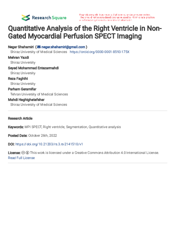(PDF) Quantitative Analysis of the Right Ventricle in Non-Gated Myocardial Perfusion SPECT Imaging