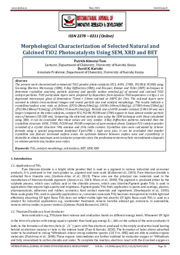 (PDF) Morphological Characterization of Selected Natural and Calcined ...