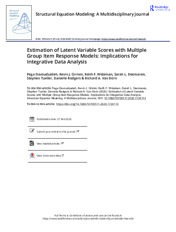 (PDF) Estimation of Latent Variable Scores with Multiple Group Item ...