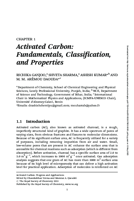 (PDF) Activated Carbon: Fundamentals, Classification, and Properties