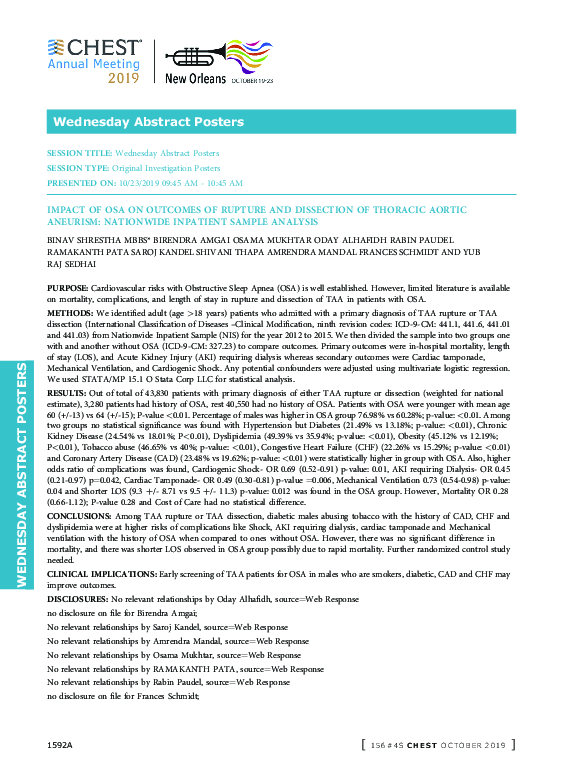 (PDF) Impact of Osa on Outcomes of Rupture and Dissection of Thoracic ...