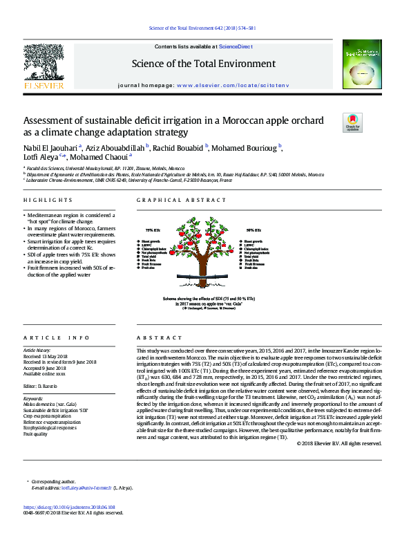 (PDF) Assessment of sustainable deficit irrigation in a Moroccan apple ...