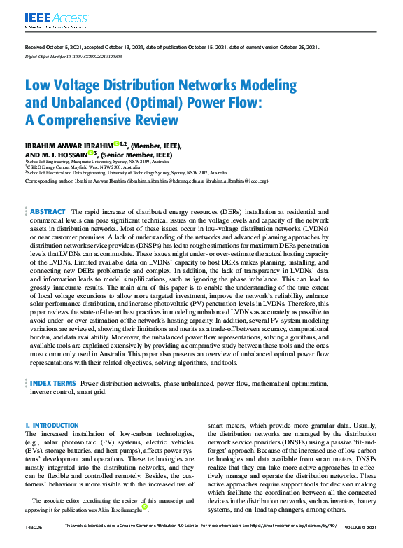 (PDF) Low Voltage Distribution Networks Modeling and Unbalanced (Optimal) Power Flow: A ...