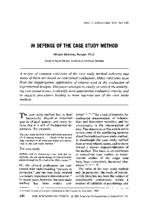 (PDF) In defense of the case study method