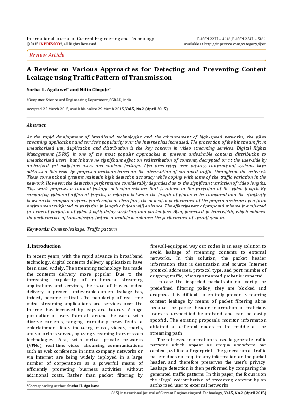 (PDF) A Review on Various Approaches for Detecting and Preventing ...