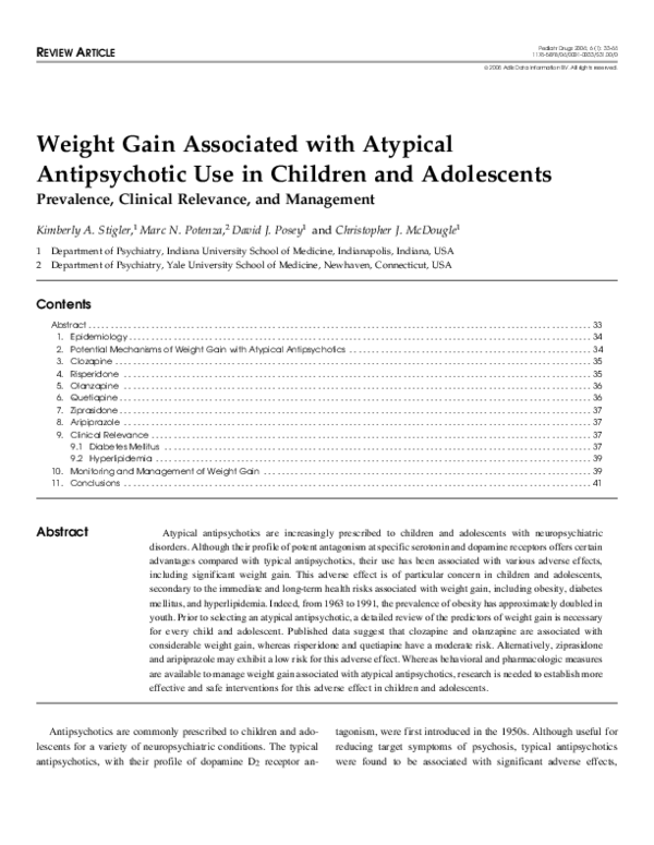 (PDF) Weight gain associated with atypical antipsychotic drugs ...