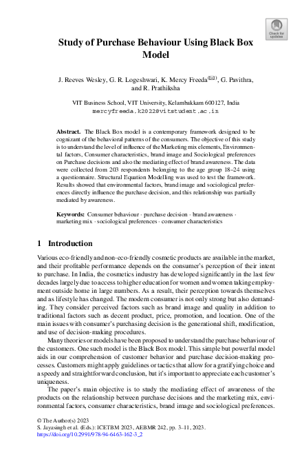 (PDF) Study of Purchase Behaviour Using Black Box Model