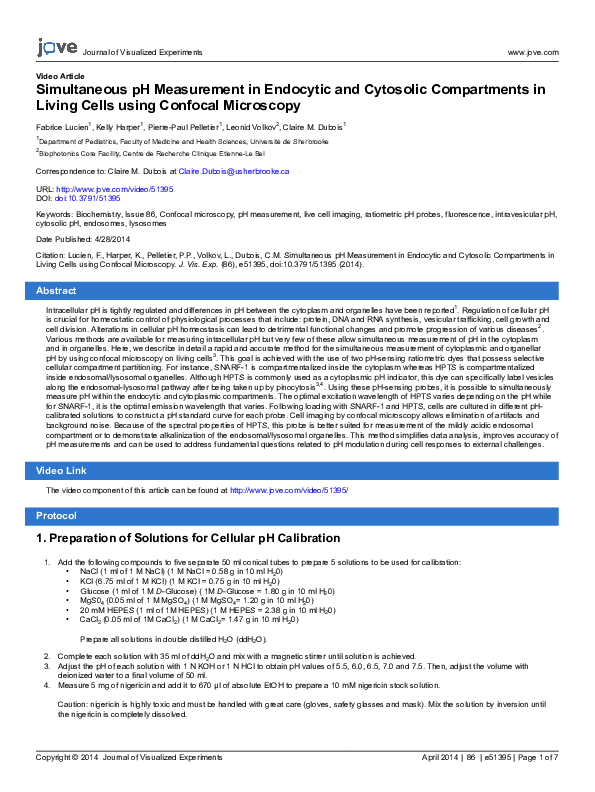 (PDF) Simultaneous pH Measurement in Endocytic and Cytosolic ...