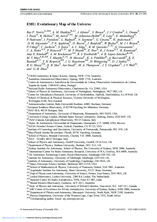 (PDF) EMU: Evolutionary Map of the Universe | D J Saikia - Academia.edu