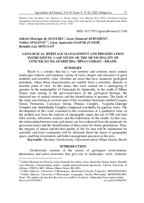 (PDF) Geological Heritage Management and Preservation Instruments: Case ...
