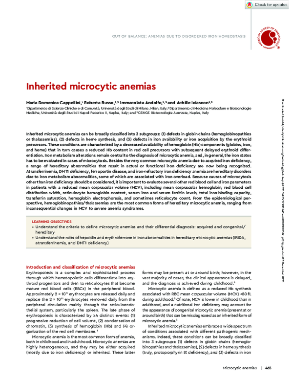 (PDF) Inherited microcytic anemias