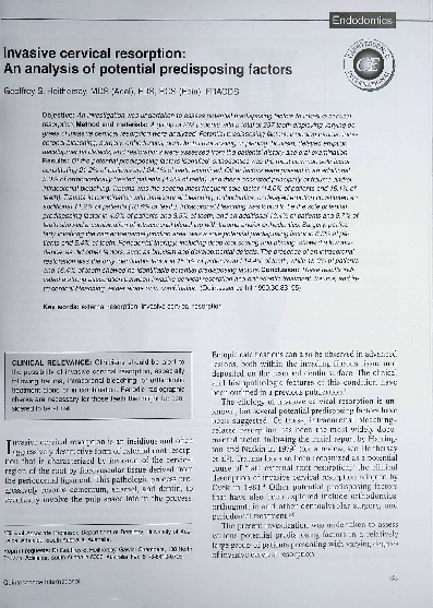 (PDF) Invasive cervical resorption: an analysis of potential ...