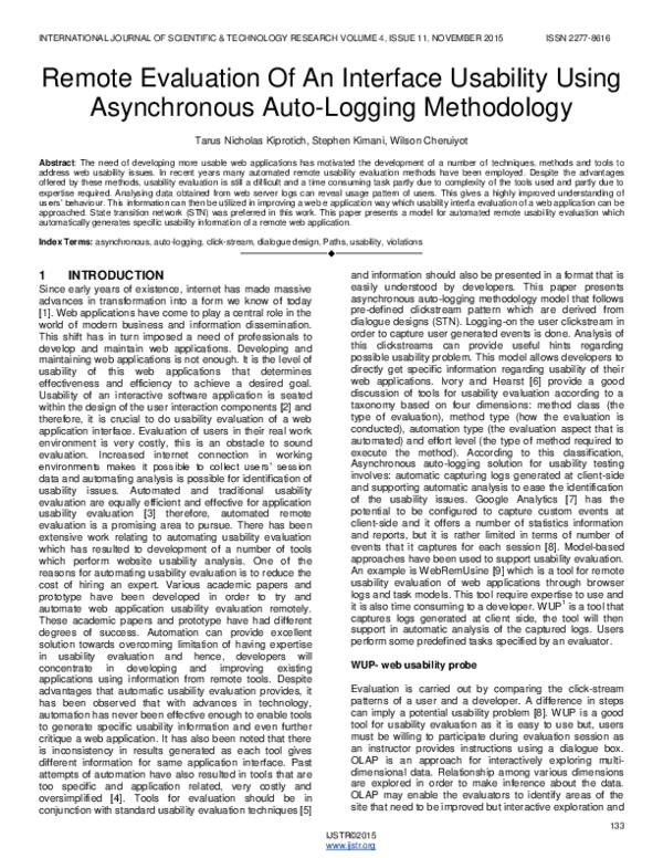 (PDF) Remote Evaluation Of An Interface Usability Using Asynchronous ...