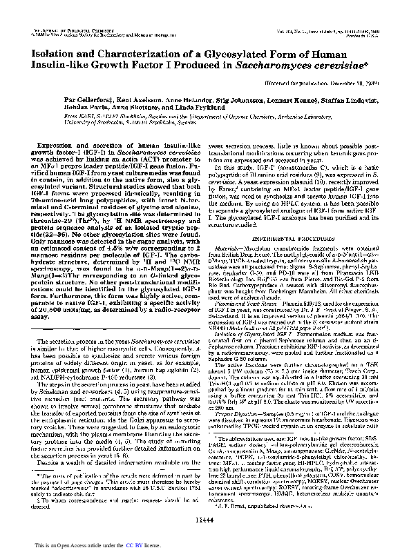 (PDF) Isolation and Characterization of a Glycosylated Form of Human ...
