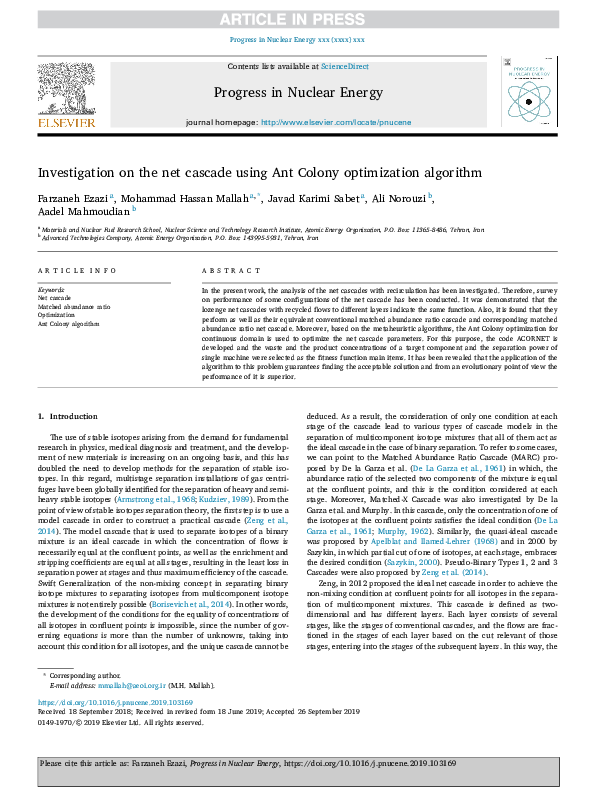 Investigation On The Net Cascade Using Ant Colony Optimization Algorithm