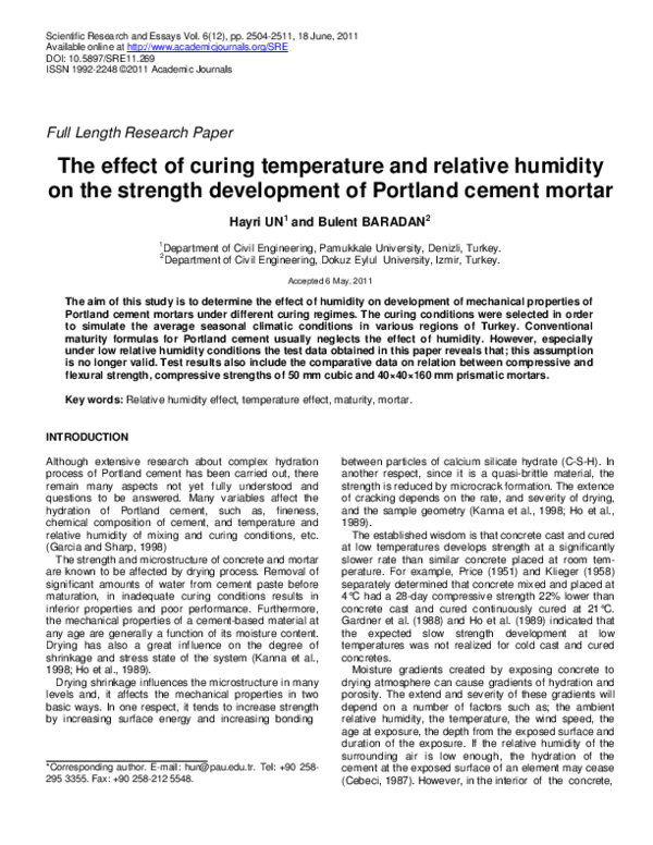 (PDF) The effect of curing temperature and relative humidity on the ...