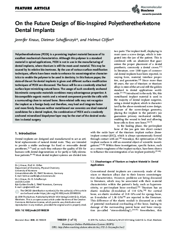 (PDF) Bio-Inspired PEEK Dental Implants Design