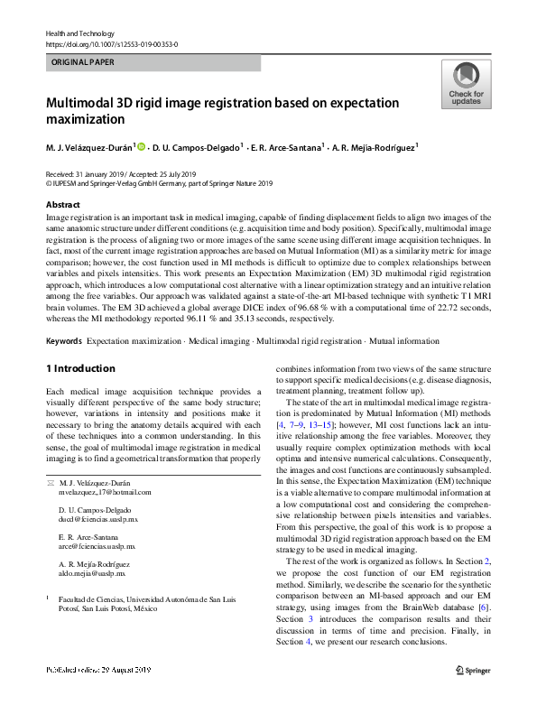 Pdf Multimodal 3d Rigid Image Registration Based On Expectation Maximization Aldo Mejia