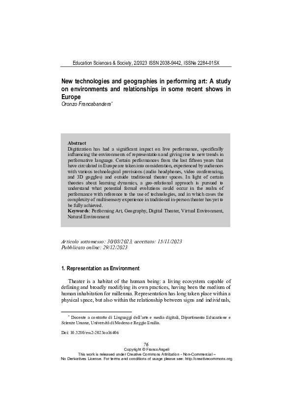(PDF) New technologies and geographies in performing art: A study on environments and ...