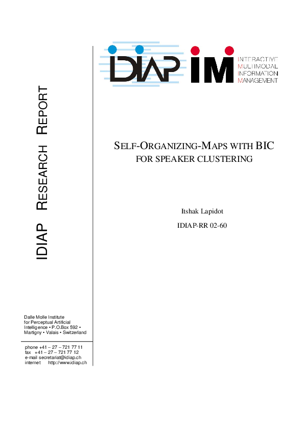 (PDF) Self-Organizing-Maps with BIC for Speaker Clustering