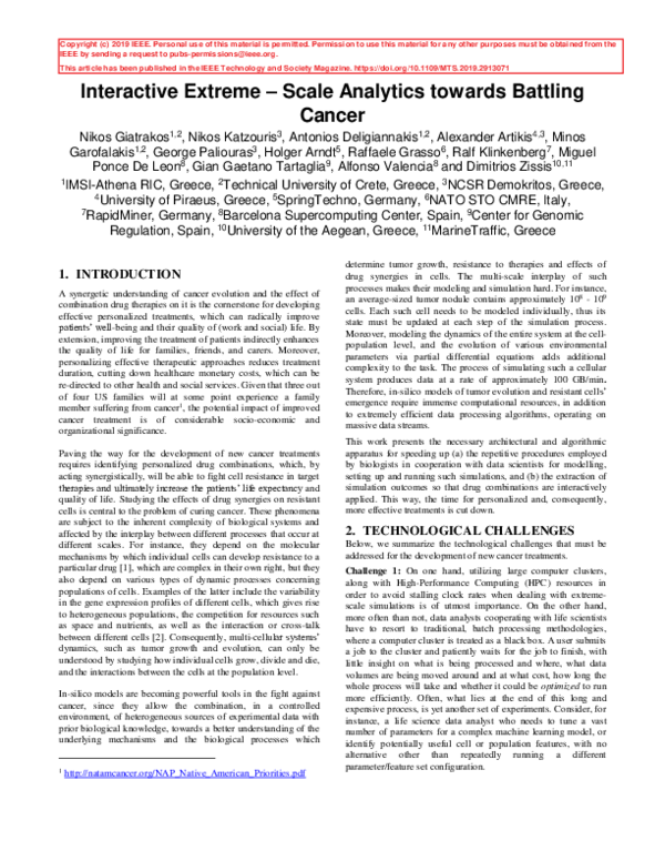 (PDF) Interactive Extreme-Scale Analytics: Towards Battling Cancer