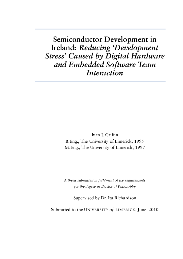 (PDF) Semiconductor development in Ireland: reducing'development stress ...