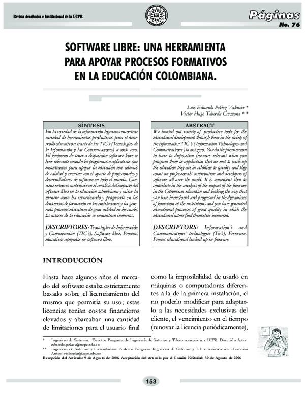 (PDF) Software libre: Una herramienta para apoyar procesos formativos en la educación colombiana