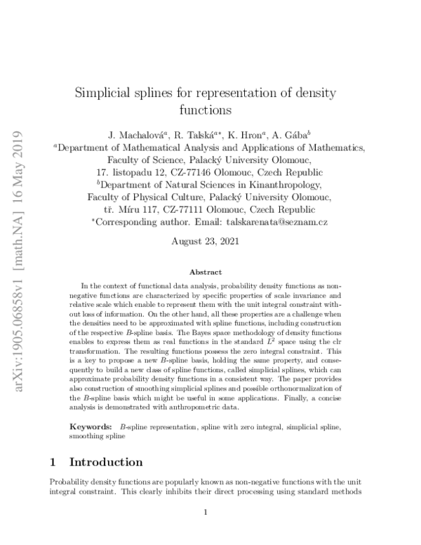 (PDF) Simplicial splines for representation of density functions
